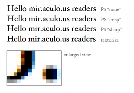 mir.aculo.us JavaScript with Thomas Fuchs » Blog Archive » textorize: Pristine Font rendering ...